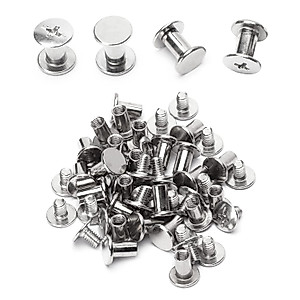 Yinpecly 25Pcs Female M5x8mm Carbon Steel Screw Post Silver Belt Buckle Binding Bolts Leather Fastener Fit for 3/16"(5mm) Hole Dia