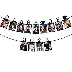 Class Of 2022 Photo Banner - Congrats Grad Perfect Graduation Decor Party Supplies Black