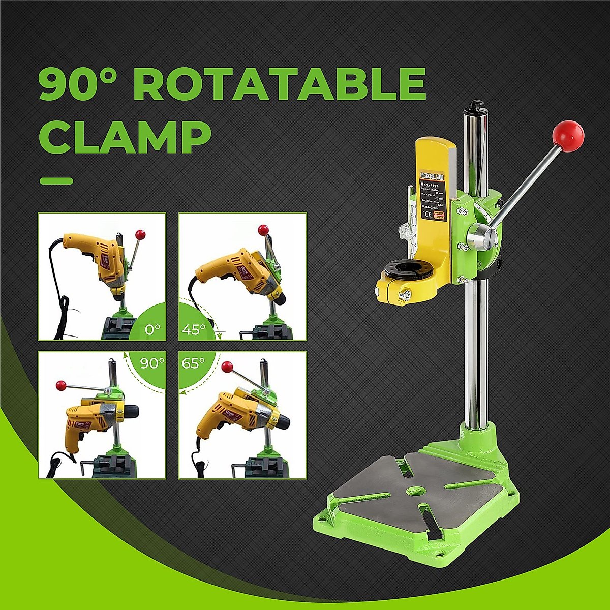 POWLAB Upgrade Floor Drill Press Stand Table with Rotary Tool, 90° Rotating Fixed Frame, Clamp for Hand Drill Benchtop Drilling Collet,Table Drill Press Kit Tool Holder for Benchtop Repair
