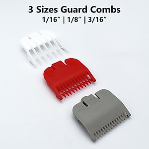 3 Pieces Professional Hair Clipper Guards Cutting Guides Attachment Combs Compatible with Wahl Full Sized Standard Hair Clippers, Color Coded Clipper Combs Replacement Guard Combs(1/16" 1/8" 3/16")