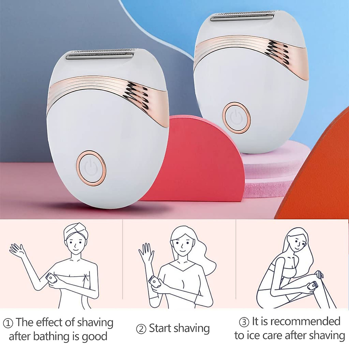 ASOONYUM Electric Shaver for Women, Bikini Trimmer, Womens Electric Razor, Facial Hair Removal, Wet Dry Lady Hair Remover for Legs Body Face Underarms and Pubic, Portable USB Rechargeable White