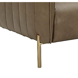 Amazon Brand – Rivet Frederick Mid-Century Channel Tufted Leather Sofa Couch, 77.5"W, Taupe