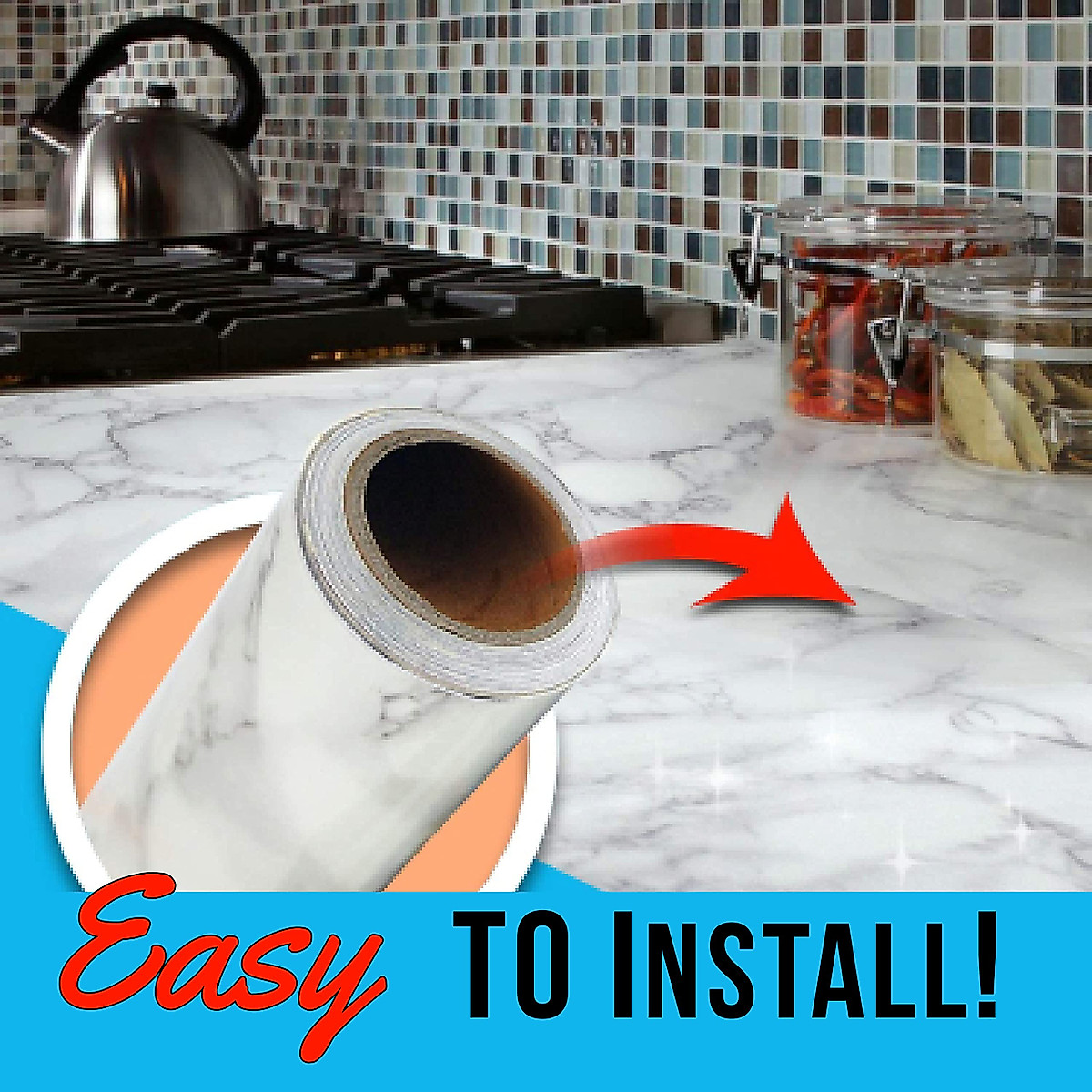 Craftopia Adhesive Craft Vinyl Roll | White Marble Vinyl , Bamboo, Wood Grain | Various Sizes and Designs (White and Gray Marble Color Pack of 3) .