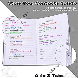 YHCFLY Address Book with Alphabetical Tabs, PU Leather Password Keeper and Telephone Book Address Organizer Record Contacts, Anniversaries, Birthdays - 5.3"x7.7" Grey