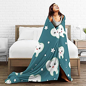 Pindola Funny Teeth Throw Blanket Warm Lightweight Soft Cozy Warm Home Decoration 50"x40"