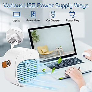 Personal Portable Air Conditioner, 6000mAh Mini Air Cooler Conditioner,USB Rechargeable Air Conditioner,3 Speed Quiet Fan for Bedroom,Room,Office,Car,Travel & Indoor & Outdoor
