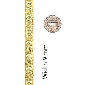 LIFETIME JEWELRY Filigree Bracelet for Women and Men 24k Real Gold Plated Charm (Gold, 9)