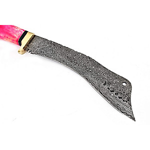 FAYYAZ BROTHERS Custom Made Damascus Steel Hunting Knife/Kukri Knife FBK-18730 (Red Colored Bone)