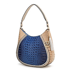 MKF Hobo Bag for Womens Fashion – PU Leather Shoulder Purse Tassel, M Charm – Top Handle Multi-pocket Handbag Black