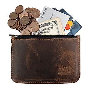 Hide & Drink, Zippered Wallet, Card Case, Folded Bills Storage, Coin Organizer, Travel Accessories, Full Grain Leather, Handmade, Bourbon Brown