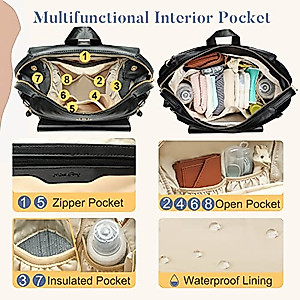 miss fong Diaper Bag Tote Leather Diaper Bag Backpack, Large Capacity Mommy Bag with Changing Pad,Mini Diaper Bag, Diaper Bag Bundle