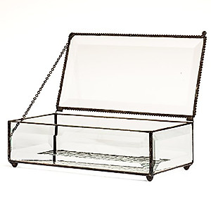J Devlin Box 830 Large Clear Beveled Glass Jewelry Keepsake Box Home Decor Display