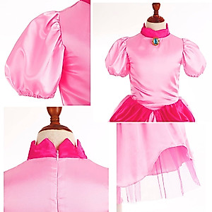 Oispvpes Girls Princess Peach dress Super Brothers Party Dresses Kids 3-12 Years pink 100