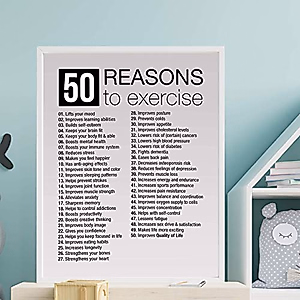 "50 Reasons to Exercise" Motivational Quotes Exercise Wall Sign -11 x 14" Inspirational Fitness Poster Print-Ready to Frame. Positive Decor for Home-Gym-Weight Room. Great Gift of Motivation!