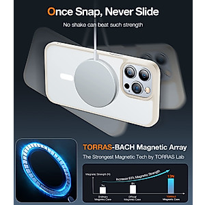 TORRAS Magnetic Designed for iPhone 13 Pro Max Case, [Military Grade Drop Tested] [Compatible with MagSafe] Shockproof Translucent Hard Back Soft Slim Protective Case for iPhone 13 Pro Max, Cream