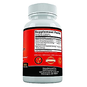 HMS Nutrition Calcium, Magnesium, Vitamins D3 and K2 - 120 Vegan Capsules, 60 Day Supply - Supports Lung & Immune System Health, Strong Bones & Teeth - Non-GMO, Soy Free, & Dairy Free