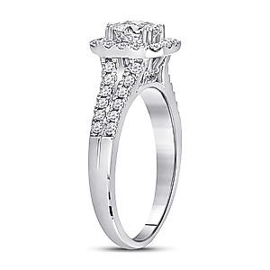 The Diamond Deal 14kt White Gold Emerald Diamond Solitaire Bridal Wedding Engagement Ring 1 Cttw