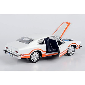 Toy Cars 1974 Maverick Grabber White with Orange Stripes Forgotten Classics Series 1/24 Diecast Model Car by Motormax 73332