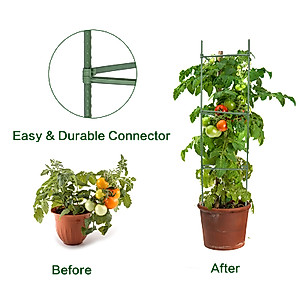 30PCS Stake Arms for Tomato Cage，Expandable Trellis Connectors-11.8" with 2 Buckles for Tomato Cage Attach 11mm Diameter Plant Stakes