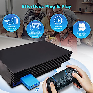 BITFUNX RetroScaler PS2/PS1 Wireless Controller Adapter - Supports PS2/PS1 Game Console, Compatible with PS3/PS4/PS5, Xbox One S, Series X/S, Switch Pro Bluetooth Controllers