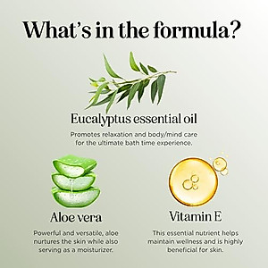 Premium Eucalyptus Bubble Bath Soap - Sulfate Free Adult Bubble Bath for Women and Men with Relaxing Essential Oils with Vitamin E - Foaming Bath Oil for Dry Skin Featuring Aromatherapy Oils