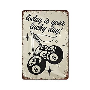 NAMEY Magic Ball Cherry Poster Bar Cart Art Downtown Girl Apartment Decor Trendy Wall Art Funky Decor Large Wall Art Retro Art Dorm Decor Funny Vintage Metal Tin Sign for Home Coffee 140 X 200mm
