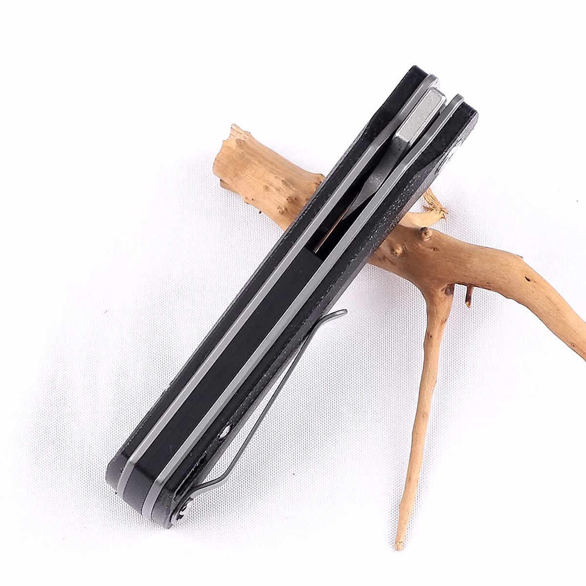 JEABROTHER outdoor folding pocket knife, with 2.6 inch 14C28N blade, black female handle, steel clip, used for hunting, camping, hiking and fishing