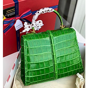 Genuine Green Crocodile Alligator Leather handbag, Crocodile Women Tote, Alligator Women Purse, Lady Bags