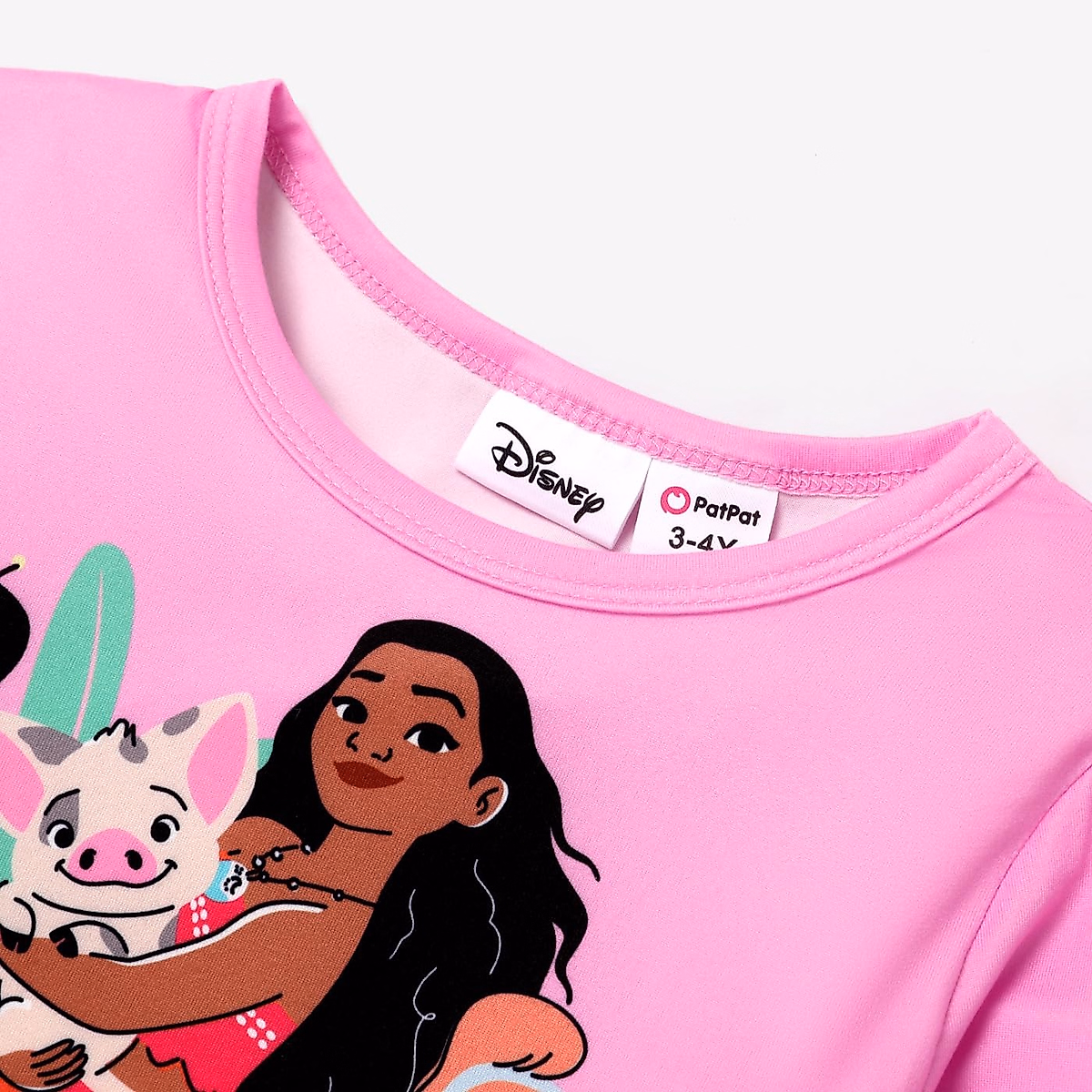 Disney Princess Girls Outfits Ruffle Mesh Hem Long-sleeve Top Floral Bowknot Pants 2PCS Pink 3-4 Years