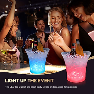 18 Pcs LED Ice Bucket Bulk with Scoop and Clip 5 L Ice Bucket 7 Color Changing LED Light Ice Bucket Acrylic Clear Beverage Champagne Beer Wine Cooler Bucket for Party Bar Club KTV Restaurant Home