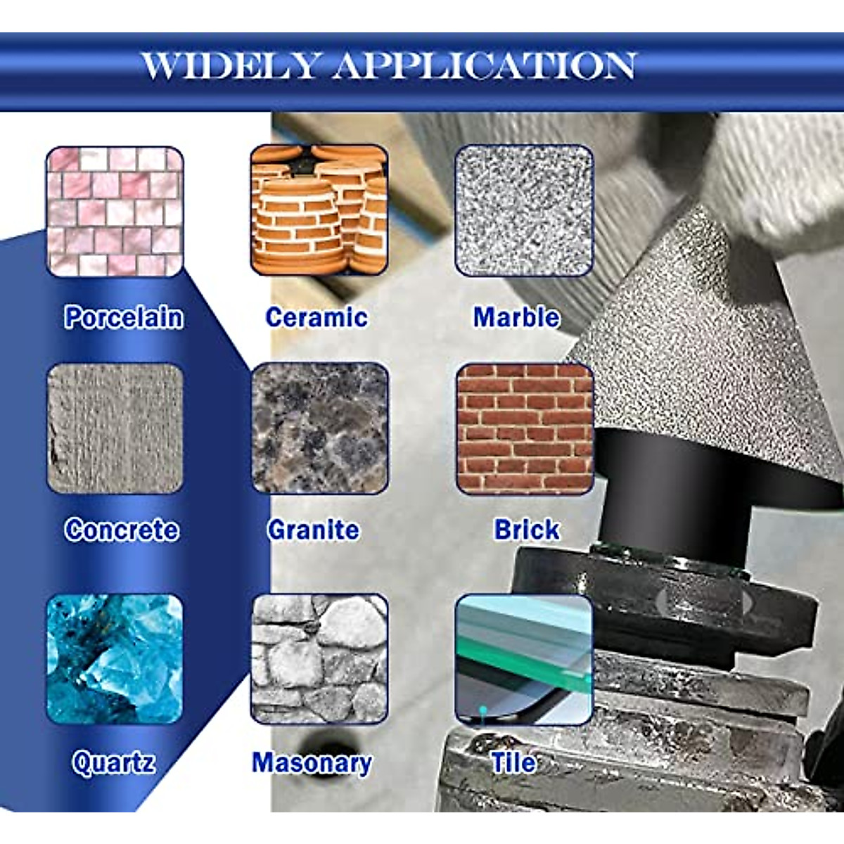 Larouoba 50mm 2" Dry Diamond Beveling Chamfer Bit, Countersink Drill Bit for Enlarging Trimming in Porcelain, Ceramic Tiles Hole 5/8"-11 Thread for Angle Grinders & SDS Adapter for Drills (Black).