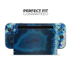 Design Skinz - Compatible with Nintendo Switch OLED Dock Only - Skin Decal Protective Scratch-Resistant Removable Vinyl Wrap Cover - Vivid Blue Agate Crystal