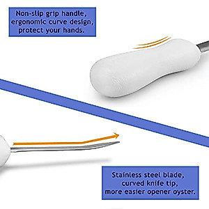 Tiankohelan Oyster Shucking Knife,Stainless Steel Oyster Knife for Oyster Clam Scallop In Shell(White)