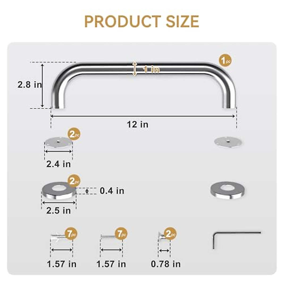AmazerBath Shower Grab Bars for Bathtubs and Showers, Handicap Grab Bars for Shower Anti Slip, Shower Grab Bars for Senior for Wall Stainless Steel, Holds up to 500LBs, 12"L x 1"D, Brushed Nickel