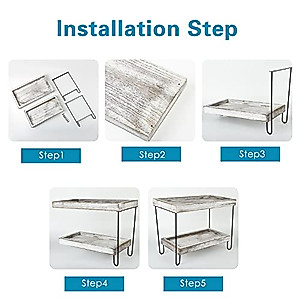 idee-home Vanity Organization Shelf Wood Organizer, Makeup Shelves 2 Tiered Storage Shelf Wooden Standing Kitchen Spice Rack Cosmetic Holder Counter Top Trays Makeup Organization