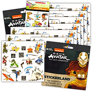 Nick Shop Avatar The Last Airbender Stickers Set - Bundle with 12 Sheets Avatar Stickers Featuring Appa, Aang, & The Gang Plus Retro Nick Stickers (Avatar Party Favors)