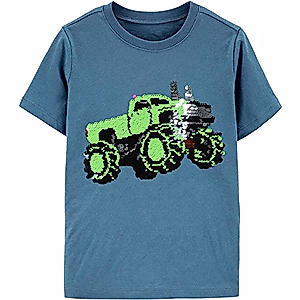 Toddler Baby Boys Monster Truck Shirts Flip Sequins Tees Short Sleeve Kids Fashion Tops for 2t 3T