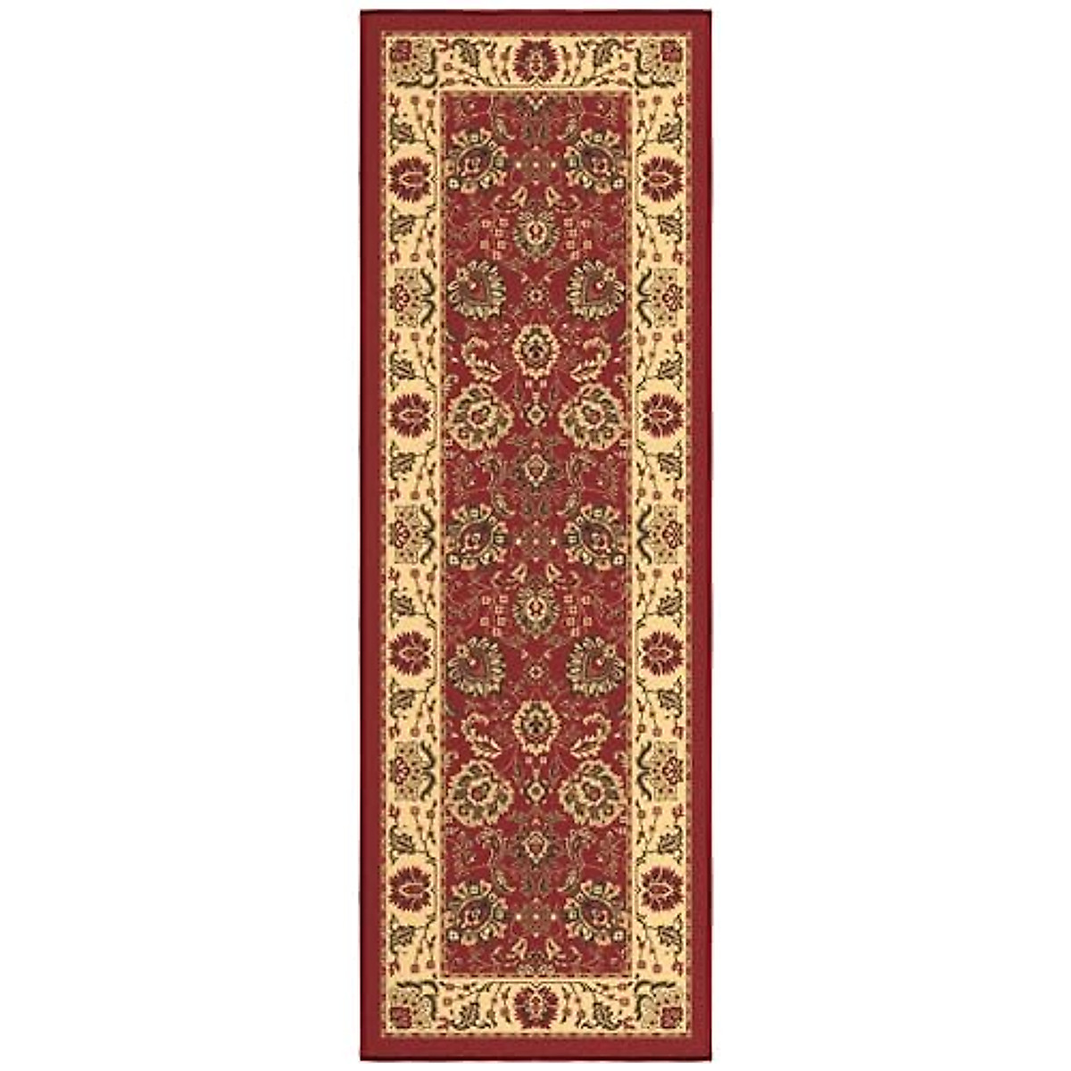 Ottomanson Machine Washable Oriental Design Non-Slip Rubberback 2x5 Traditional Runner Rug for Hallway, Kitchen, Bedroom, Entryway, 20" x 59", Red
