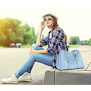 QOGiR Neoprene Multipurpose Beach Bag Tote with Inner Zipper Pocket (Light Blue, Large)