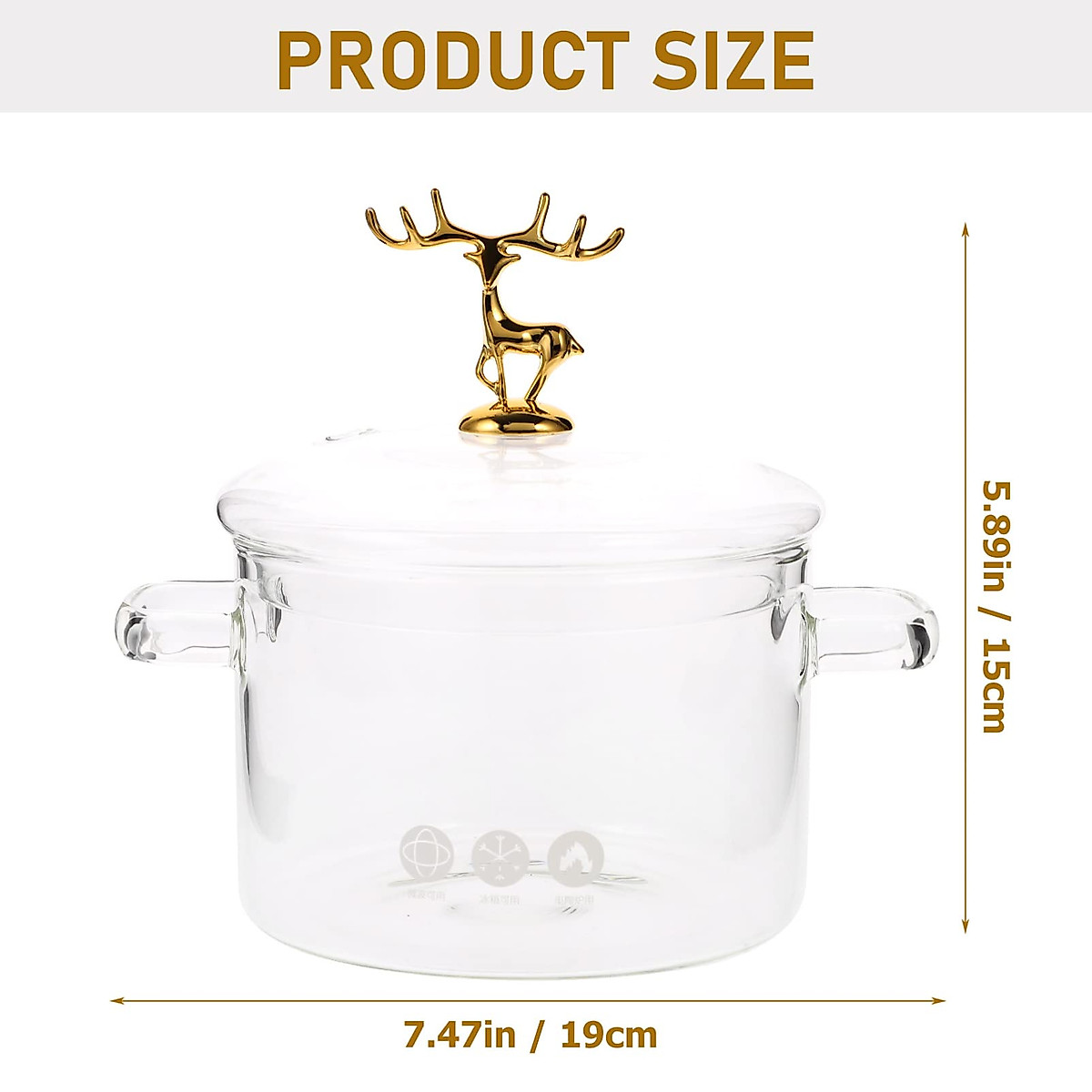 Yardwe Soup Pot Milk Hot Pot High Borosilicate Noodle Pot Christmas Saucepan Cooking Pot Multi-Functional Stewing Pot Home Accessories Pot Stew Pot Baby Glass with Pot Binaural