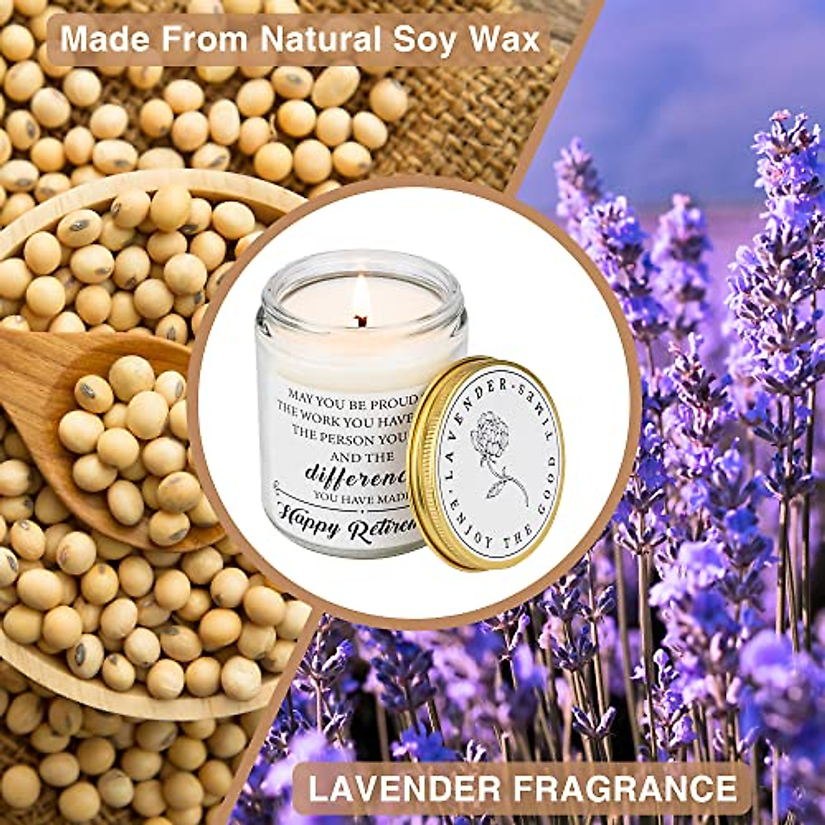 STORALIT Lavender Scented Soy Candles Jar Happy Retirement Gifts,Funny Coworker Leaving Gifts,Farewell Gifts ,Goodbye Gift for Women, Colleagues, Coworkers, Friends