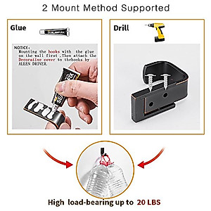 BESy Brass Clothes Hook Single Towel Hook for Bathroom Kitchen Garage Square Style Robe Hook Coat Hook Hat Hook, Self Adhesive with Glue or Wall Mounted with Screws, Oil Rubbed Bronze