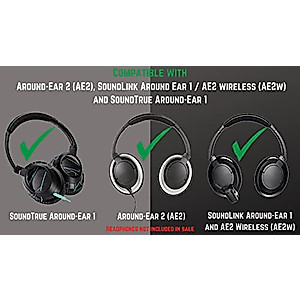 Replacement AE2 Ear Pads/Soundtrue Ear Pads and V2 AE2 Headband/SoundTrue Headband Cushion. Compatible with Bose Around-Ear 2 (AE2), SoundLink Around-Ear 1 and SoundTrue Around-Ear 1 Headphones