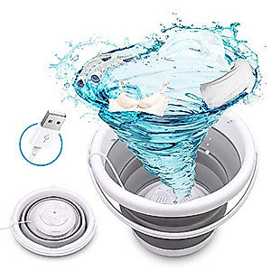 Mini Washing Machine, Portable Washer with Foldable Laundry Tub, Ultrasonic Turbine Washer for Baby Clothes Underwear Socks Towels Toys RV Travel Camping Home Apartment Dorm Laundry