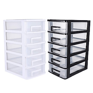 PATKAW Plastic Storage Bins Five-layer Organizer Drawers 1PC 31.4x21.1x15.2cm Drawer Type Storage Cabinet Plastic Storage Drawers 5 Drawer Plastic Storage~White Plastic Drawers (7D8X2161O17VNJLD)
