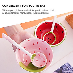 Rice Container 1 Set Dessert Bowl and Spoon Watermelon Shape Serving Bowls Ceramic Salad Bowls Kitchen Mixing Bowls Fruits Dish for Cereal Pasta Snack Appetizer Food Container Japanese