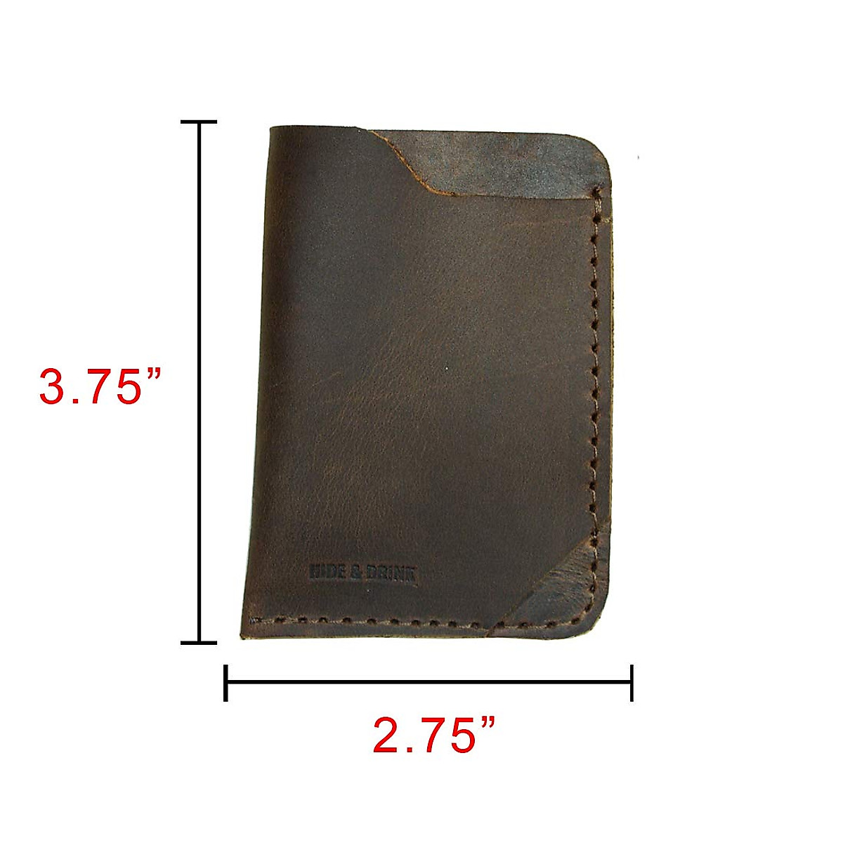 Hide & Drink, Leather Front Pocket Card Holder, Holds Up to 4 Cards Plus Folded Bills, Cash Organizer, Wallet, Handmade Includes 101 Year Warranty :: Bourbon Brown