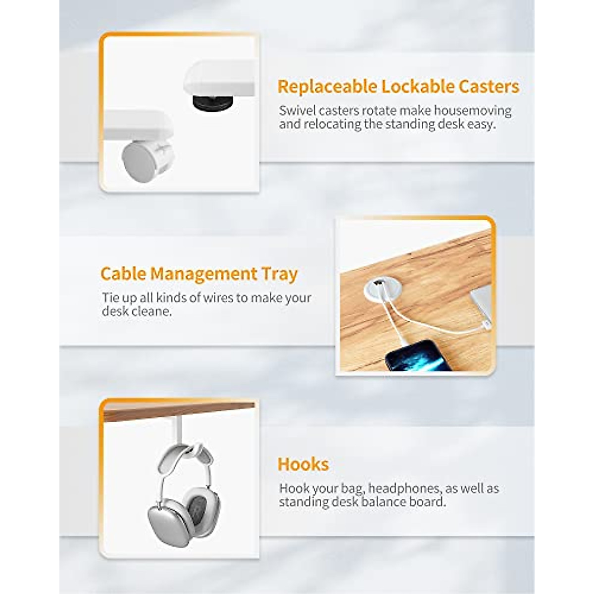 CubiCubi Electric Standing Desk, 55 x 24 Inches Height Adjustable Sit Stand Desk, Ergonomic Home Office Computer Workstation, Light Rustic Brown