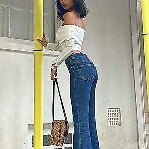 LuFeng Women's Sexy Off Shoulder Double Layer T-Shirt Long Sleeve Y2k Crop Tee Tops Streetwear White