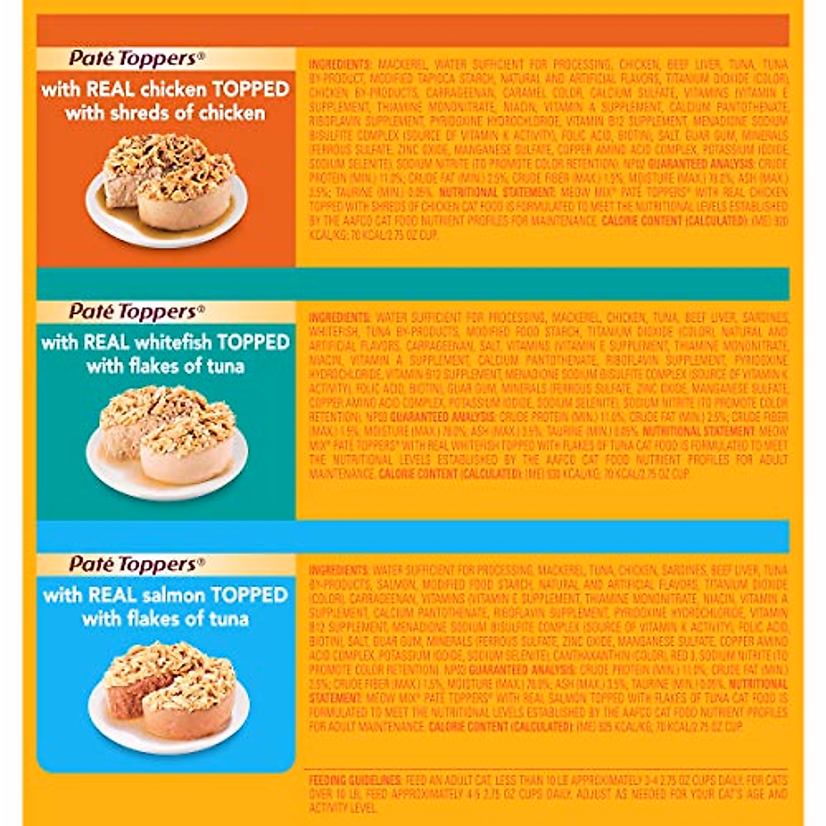 Meow Mix Paté Toppers Wet Cat Food, Seafood & Poultry Variety Pack, 2.75 Ounce, 12 Count(Pack of 1)